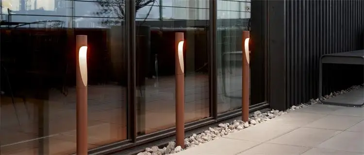 Outdoor Cylinder Rust Colour Bollard Light Led Solar Corten Metal ...