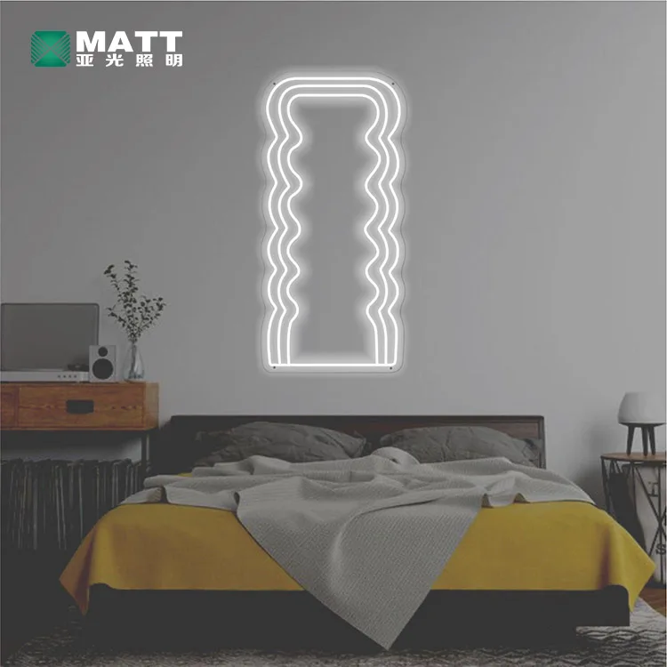 MATT Neon Light Wavy Mirror Vanity Mirror with LED Lights