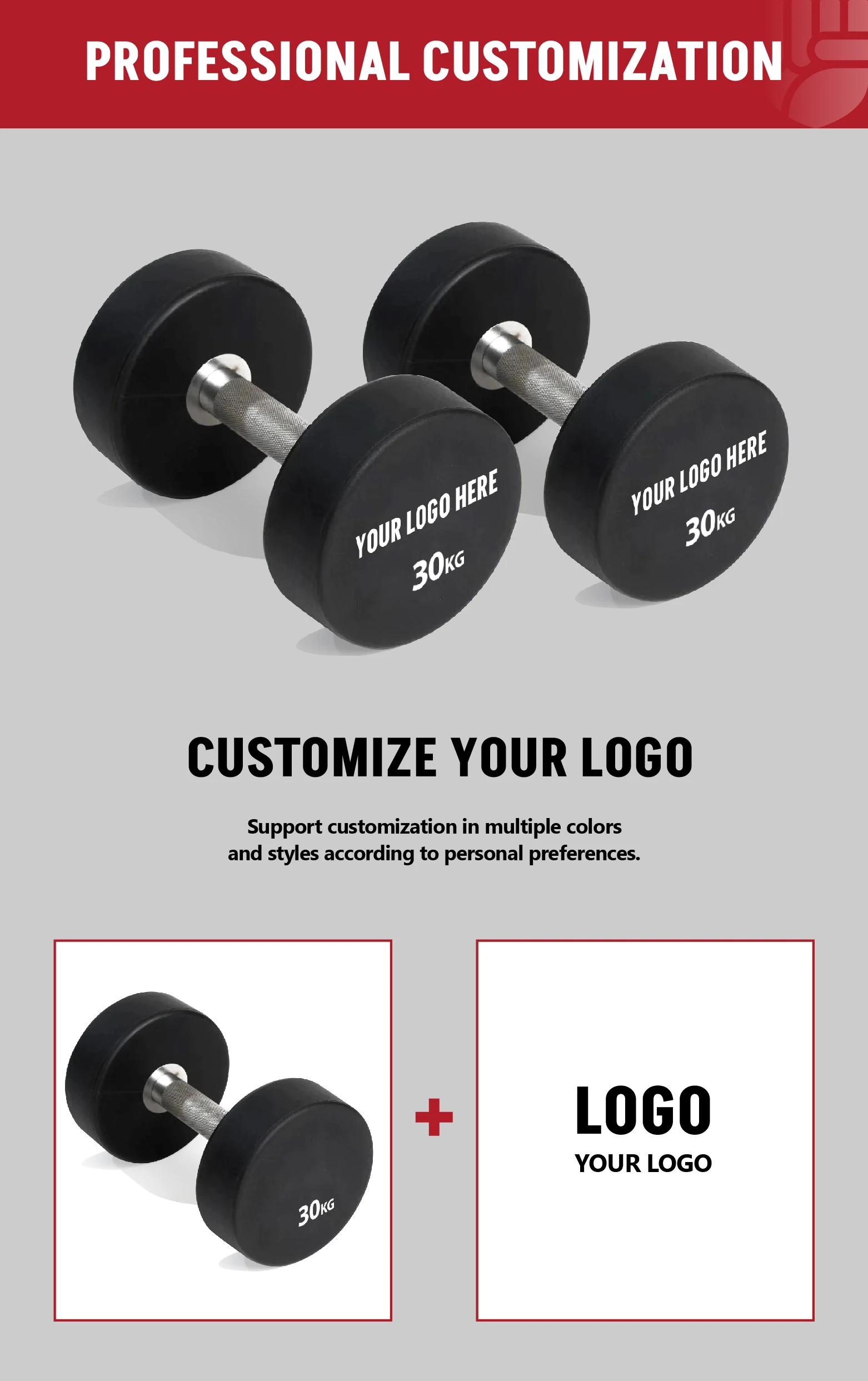 Smartfit Gym Custom Urethane Dumbbell Fitness Set Black PU
