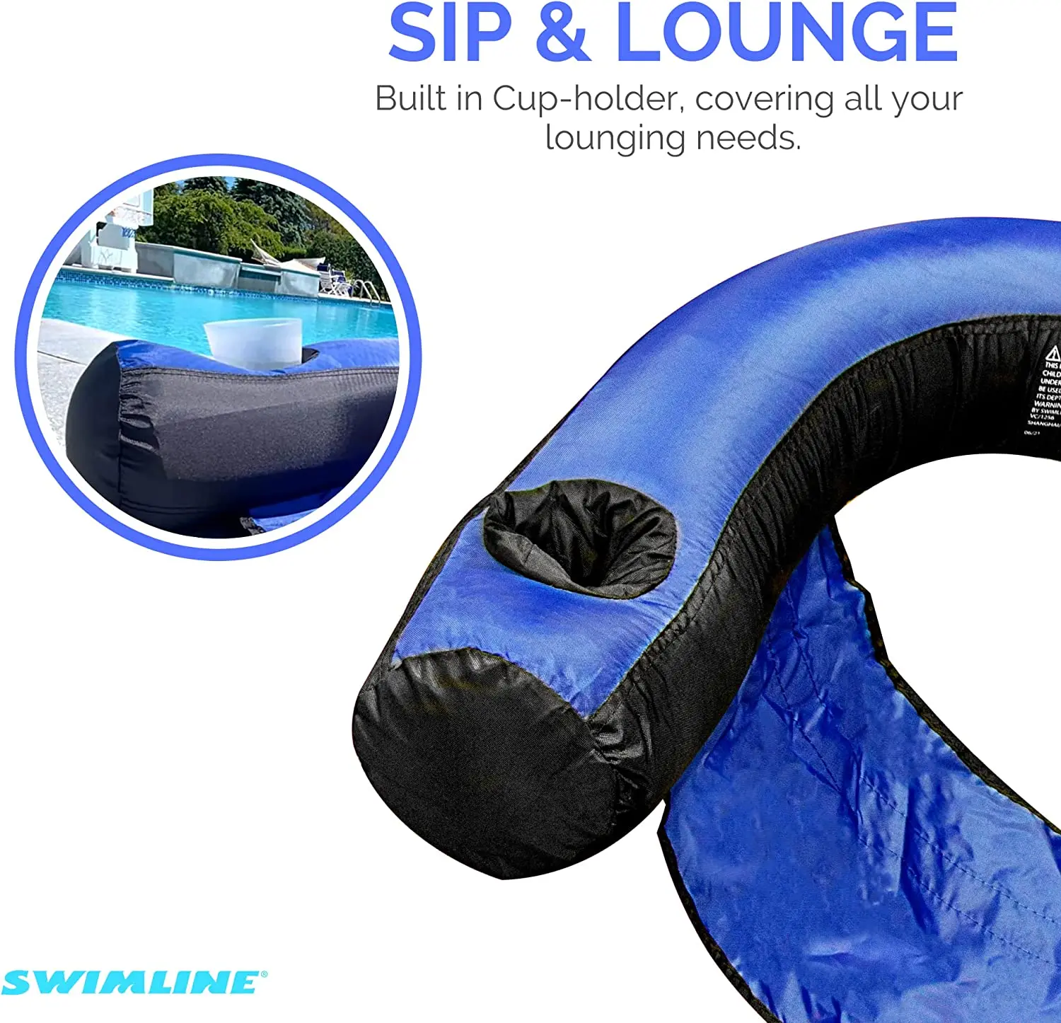 Swim Line Top Grade Fabric Covered U-seat Inflatable Pool Lounger With ...