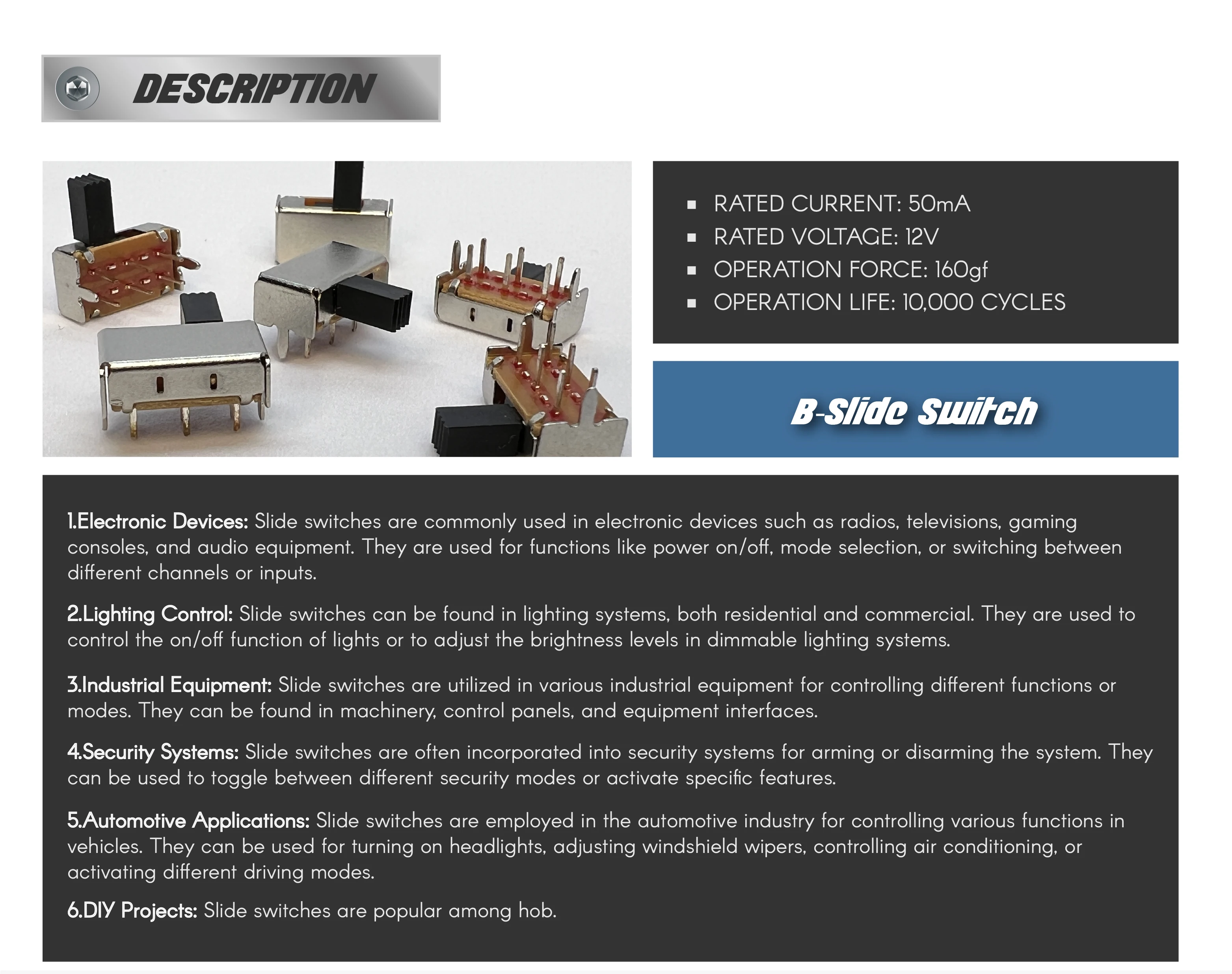 Enhanced User Experience B-slide Switches With Soft-touch Feel - Buy B ...