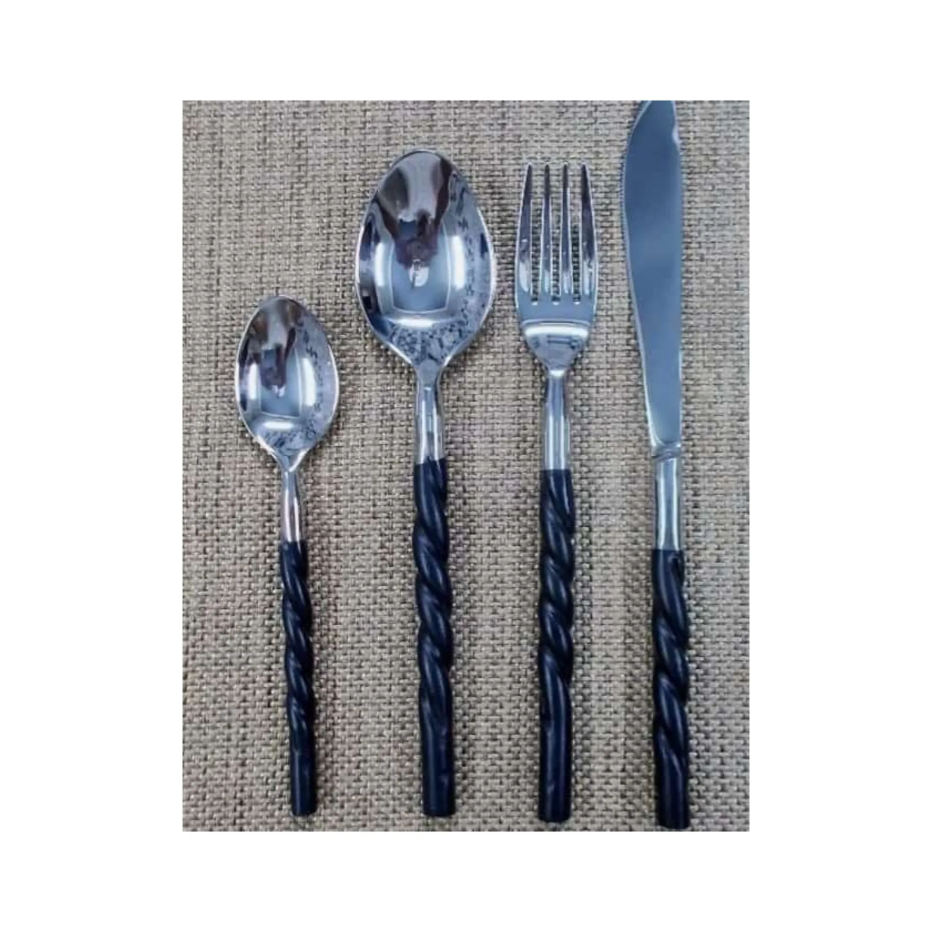 Hammered Design Stainless Steel Flatware Cutlery Set With Mirror Polish ...