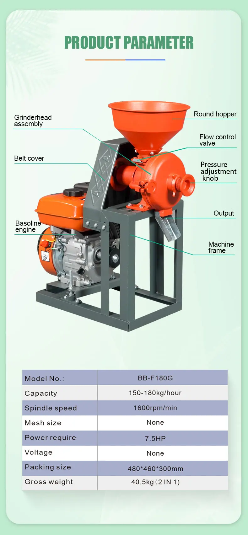 Backbone Machinery Spice Grinder Grains Flour Grinder Fine Powder ...