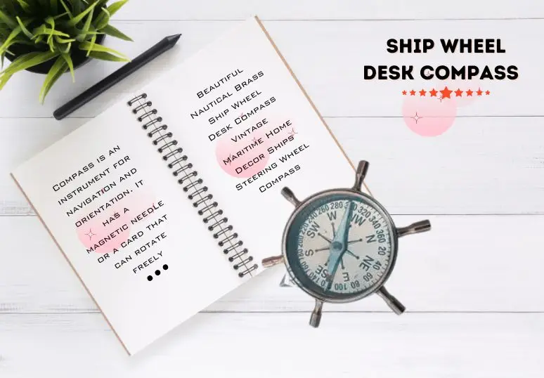 Beautiful Nautical Brass Ship Wheel Desk Compass Vintage Maritime Home ...
