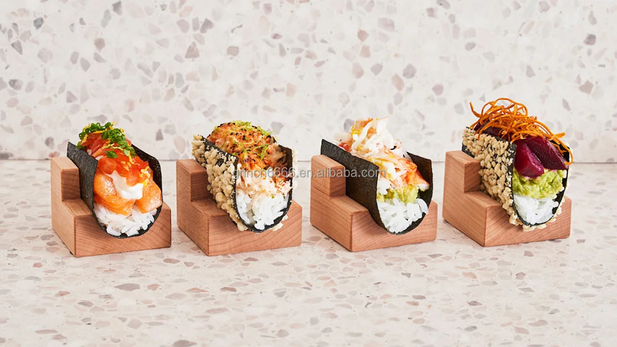 Wooden Temaki Hand Rolled Sushi Holder - Sustainable & Stylish