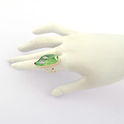 Sparkling Genuine Green Aura Quartz Texture Finish Collate Setting Ring ...