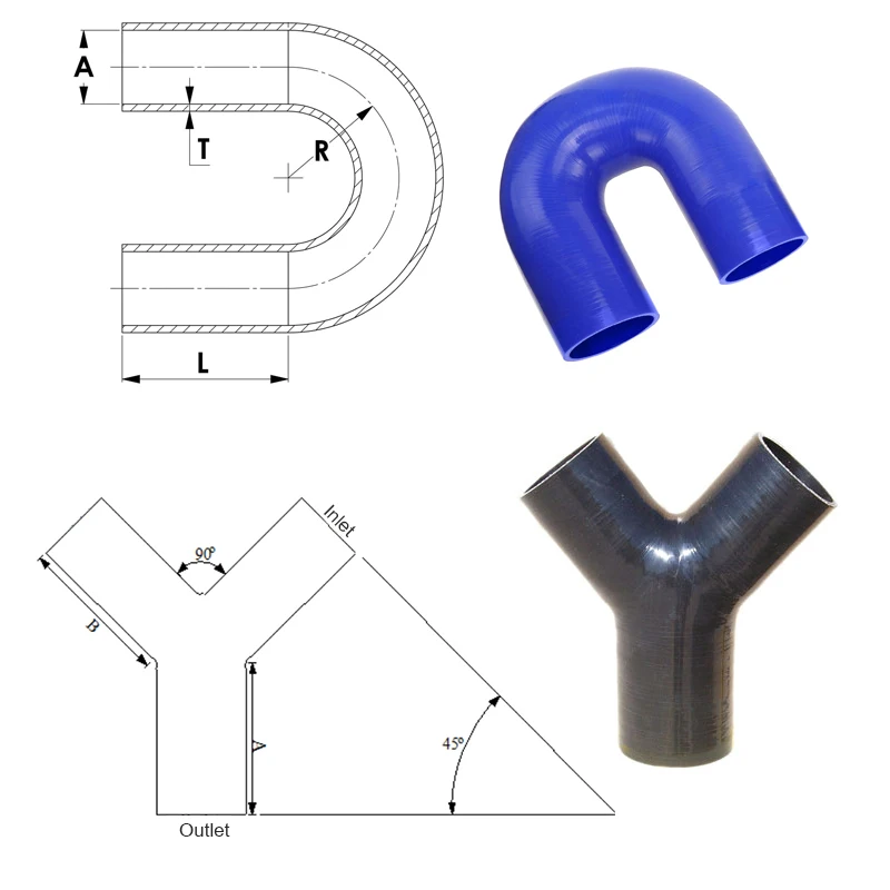 Custom 180 Degree U T Y Shape Elbow Heater Bending Radiator Reducer Car ...