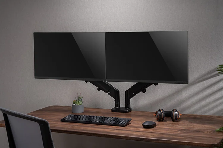 Space-saving Dual Monitor Mount Arm by LUMI - Adjustable & Stylish