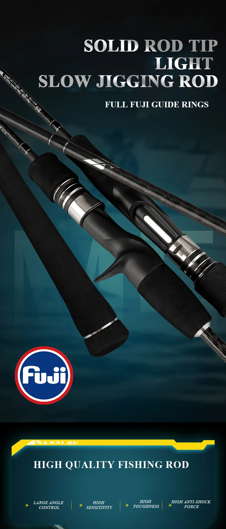 Sea Water Fuji Guide Toray Carbon Blank Fishing Jigging Rod 1.5 Section ...
