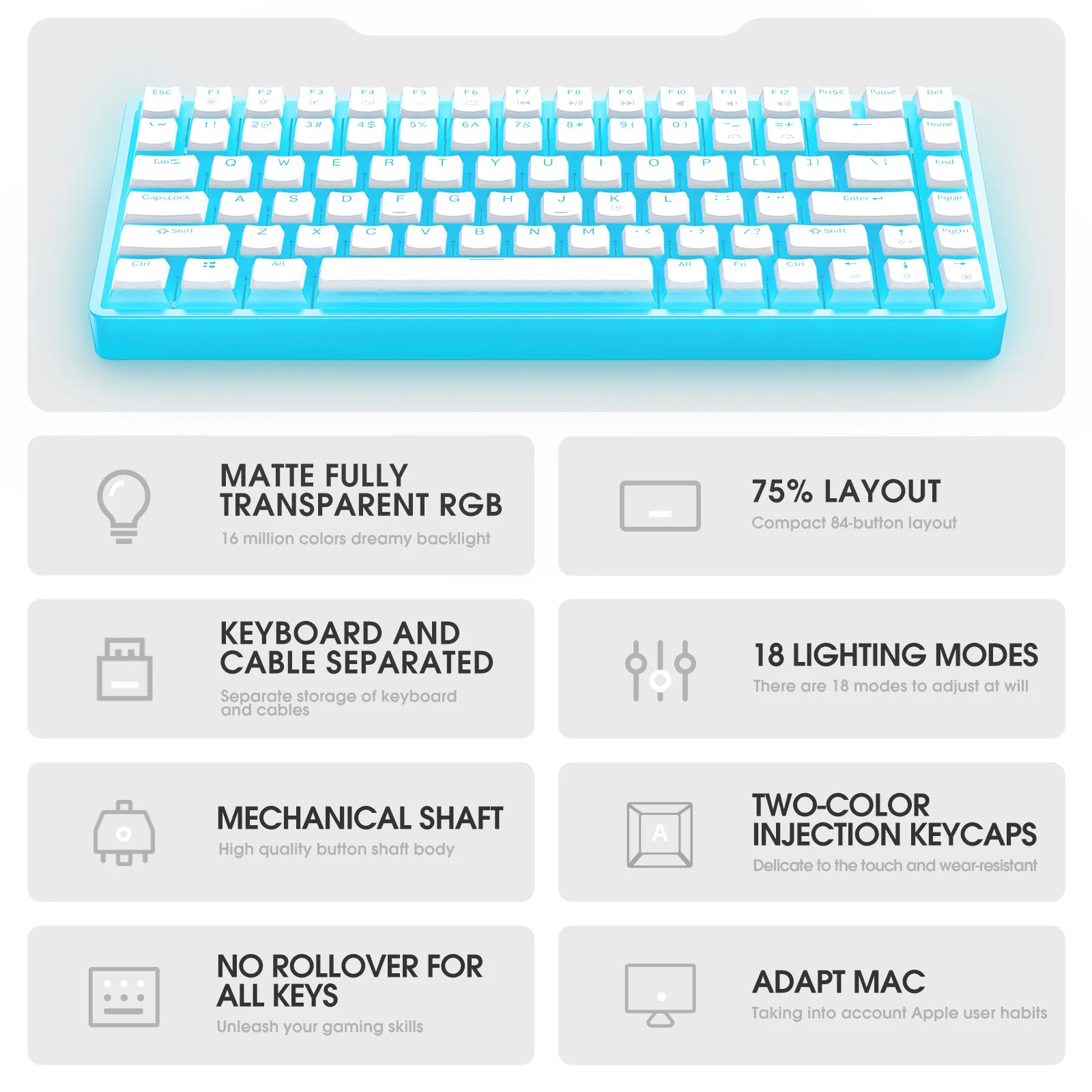 ONIKUMA G30 OEM RGB Gaming Keyboard - 84 Buttons Wired