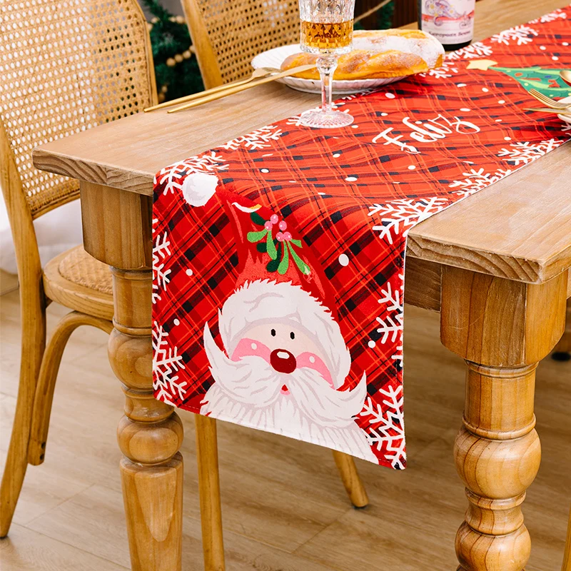 Red Santa Plaid Table Runner - Buy Christmas Party Decoration,Seasonal ...
