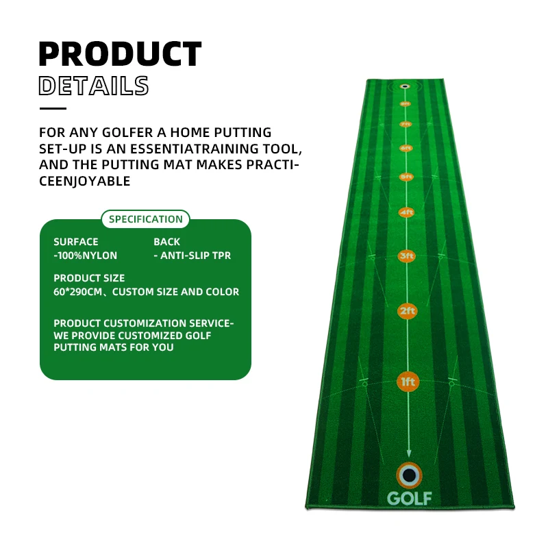 60x290cm Golf Putting Green Mat Indoor Equipment for Home Office Indoor ...