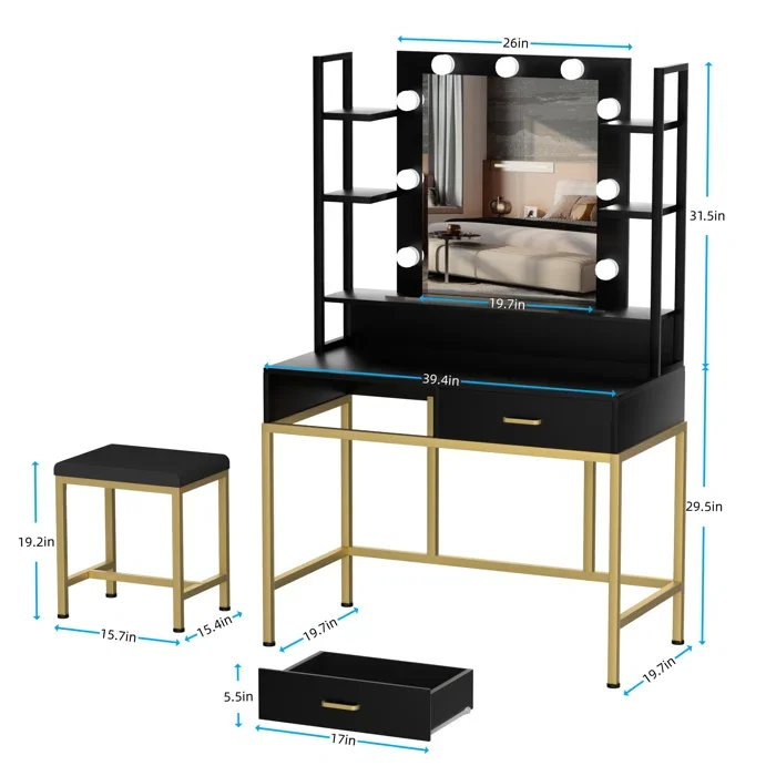 Luxury Lighted Dressing Table Storage Stand For Exterior Hospital Villa ...