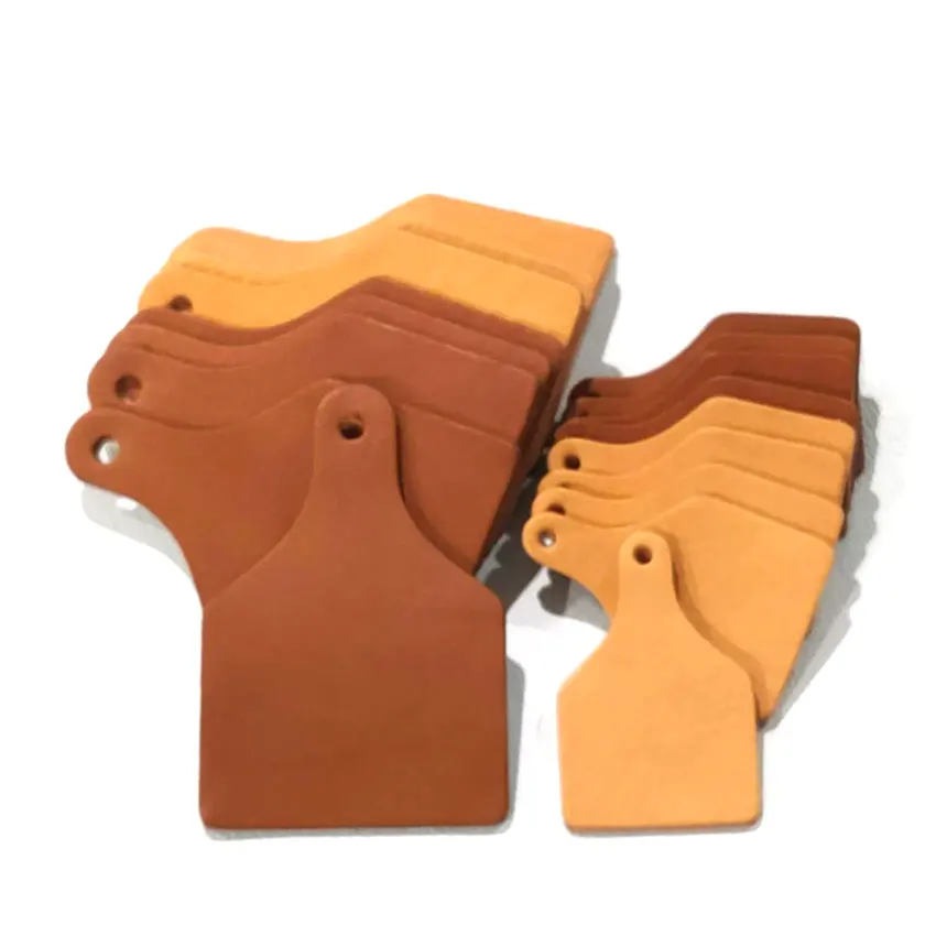 Custom Stamped Logo Leather Cow Tag Keychain - Personalized Cattle Ear ...