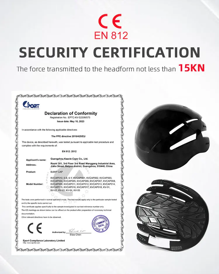 Custom Lightweight Ce En812 Sun Plastic Shell Insert Bump Cap Safety ...