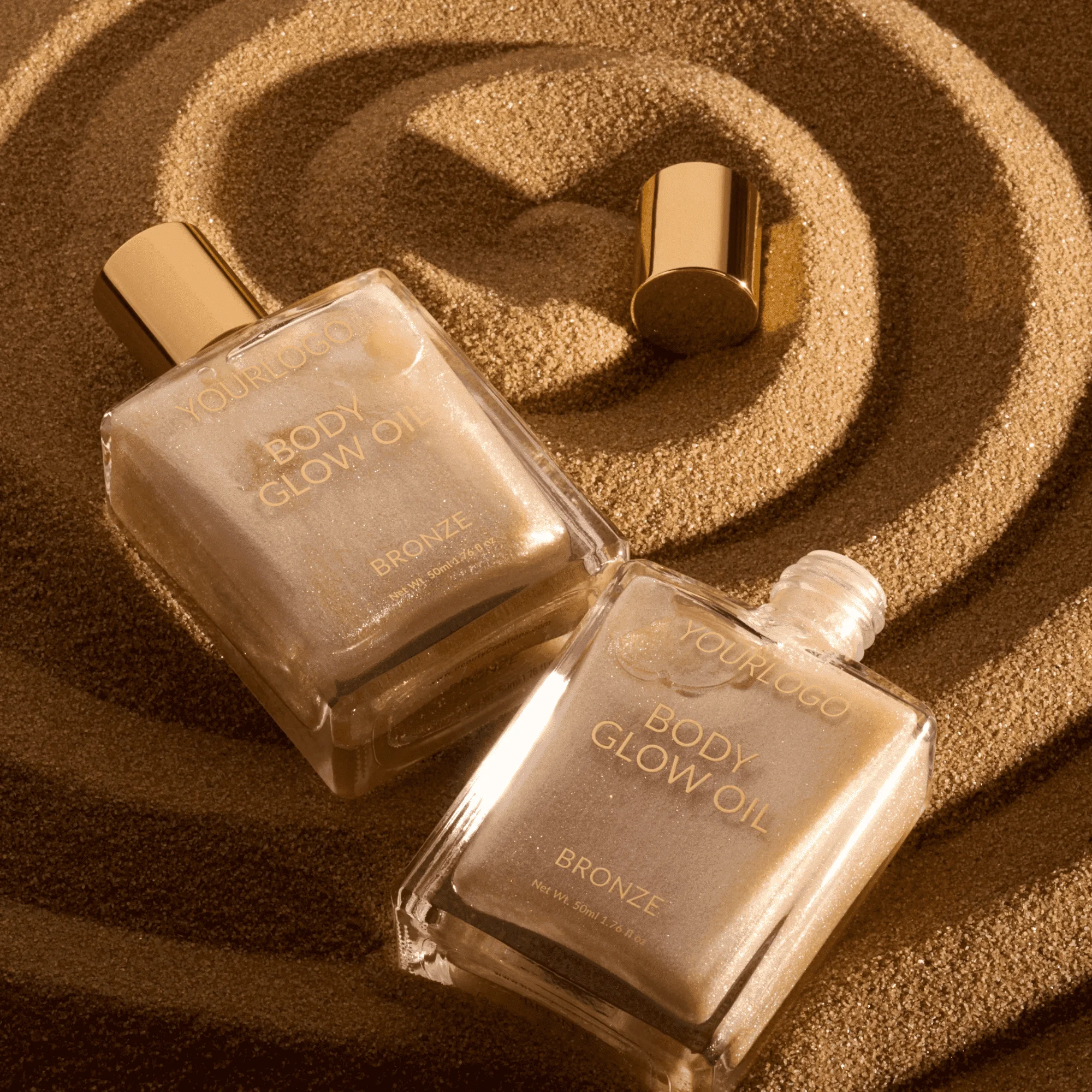 Custom Logo Tanning Body Shimmer Dry Oils Liquid Highlighter Bronzer ...