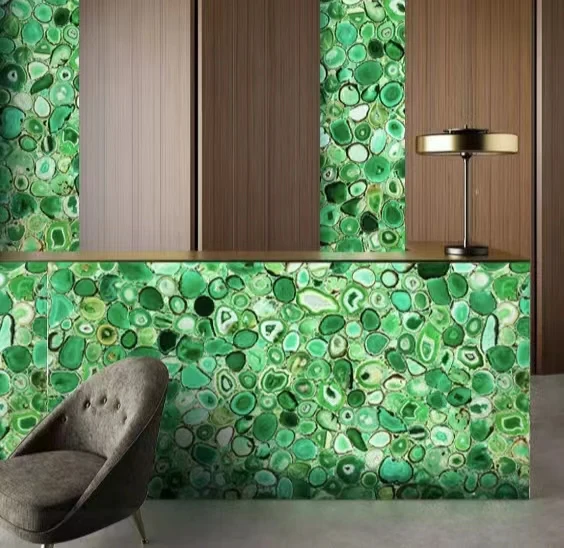 Factory Price Translucent Large Green Agate Slab Backlit Precious ...