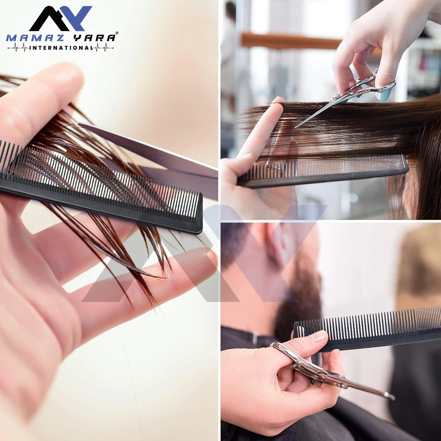 Black Carbon Barber Fiber Cutting Comb - Heat Resistant