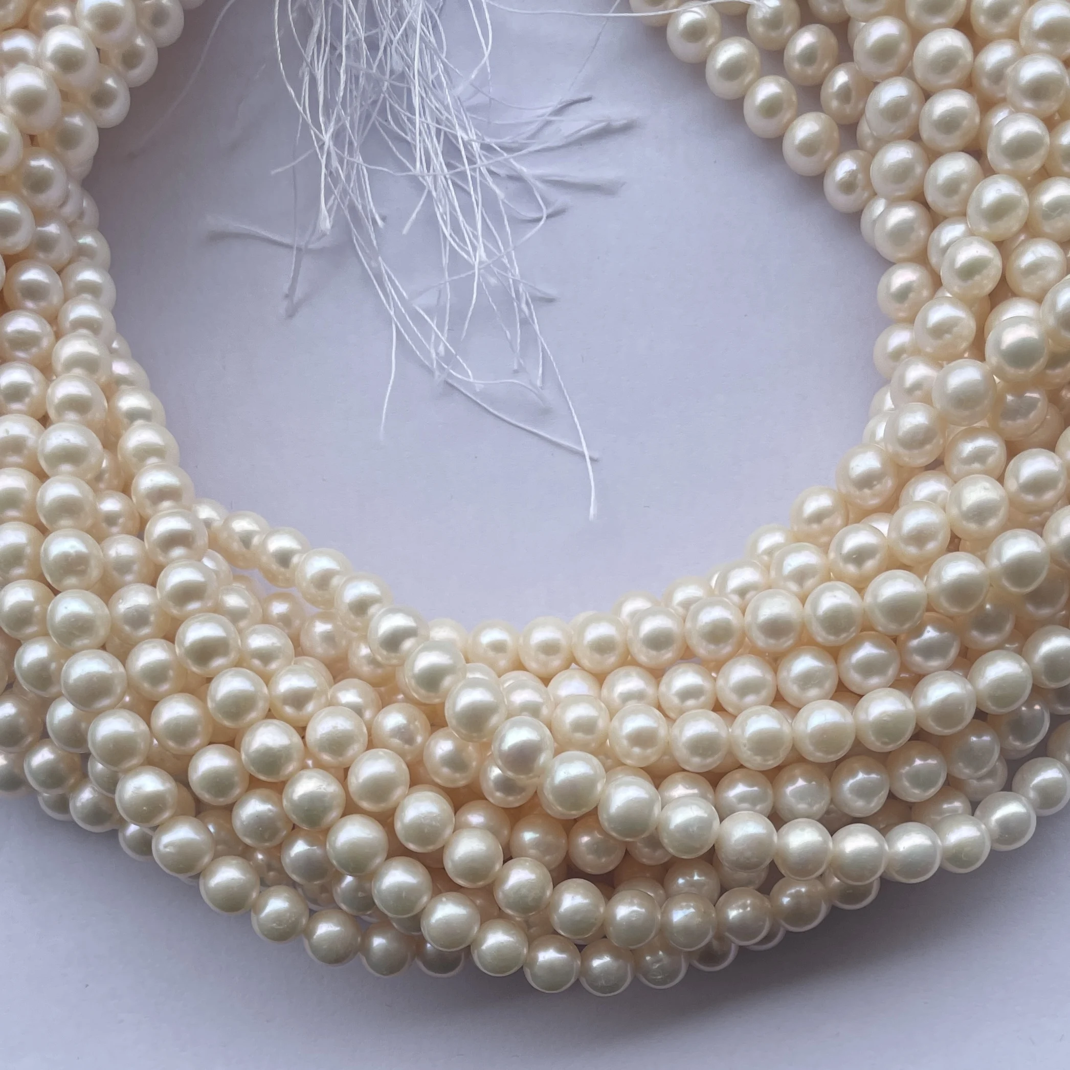 7mm 8mm Natural White Color Freshwater Pearl Beads Strand