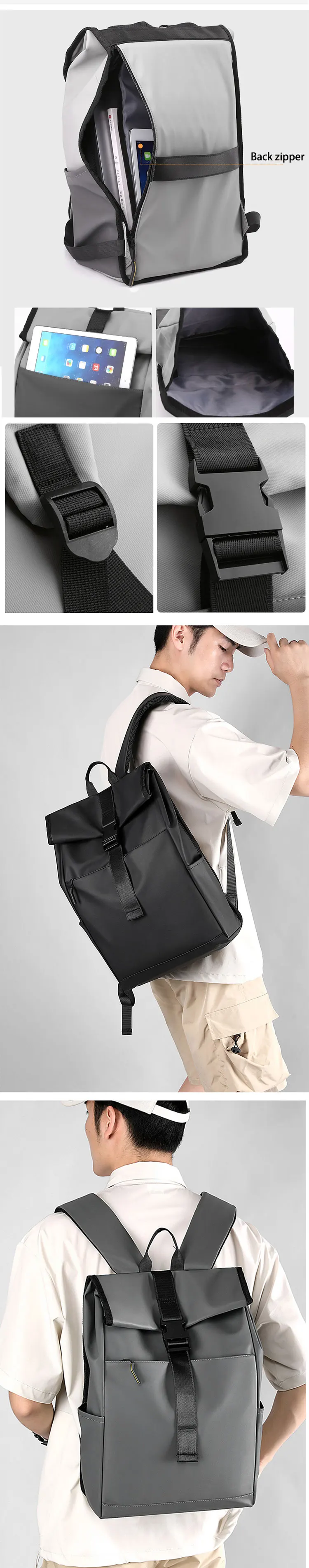 Custom Nylon Roll Student Backpack Vintage Portable Youth Hiking School ...