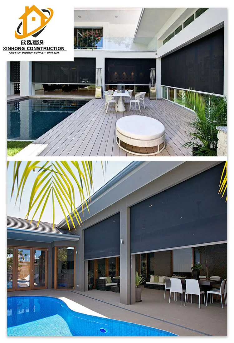 Roller Shades Intelligent Electric Remote Control Roller Blind Heat Insulation Courtyard Sun ...