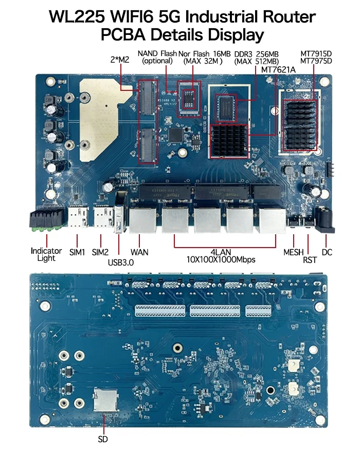 5G SIM Card WIFI Router Pcba Board Ax1800mbps MT7621A Chipset