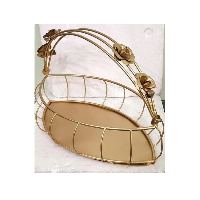 Luxury Wire Hamper Basket With Rose Gold Color For Home Storages Heart ...