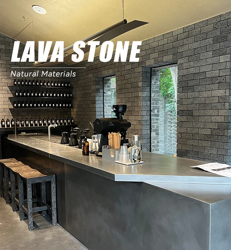 Outdoor Natural Black Lava Stone Wall Cladding Basalt Stone Pavers For ...