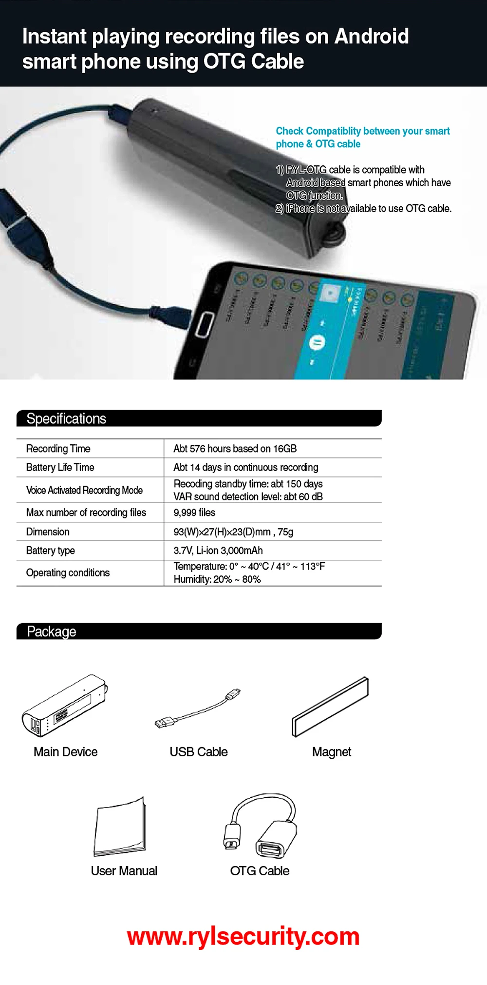 Made In Korea Voice Recorder Device Voice Recorder & Smartphone Charger ...