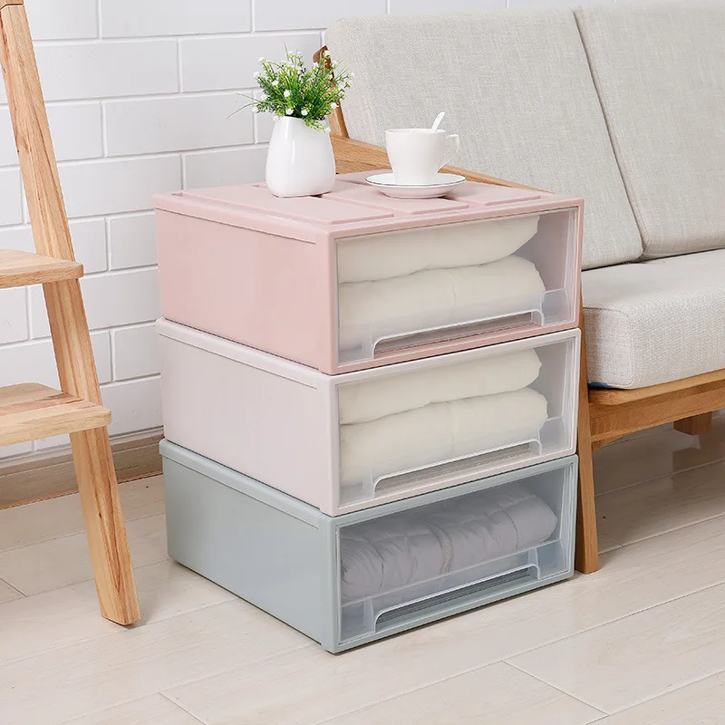 Pink White Drawer Storage Box Wardrobe Desktop Closet Cabinet Organizer ...