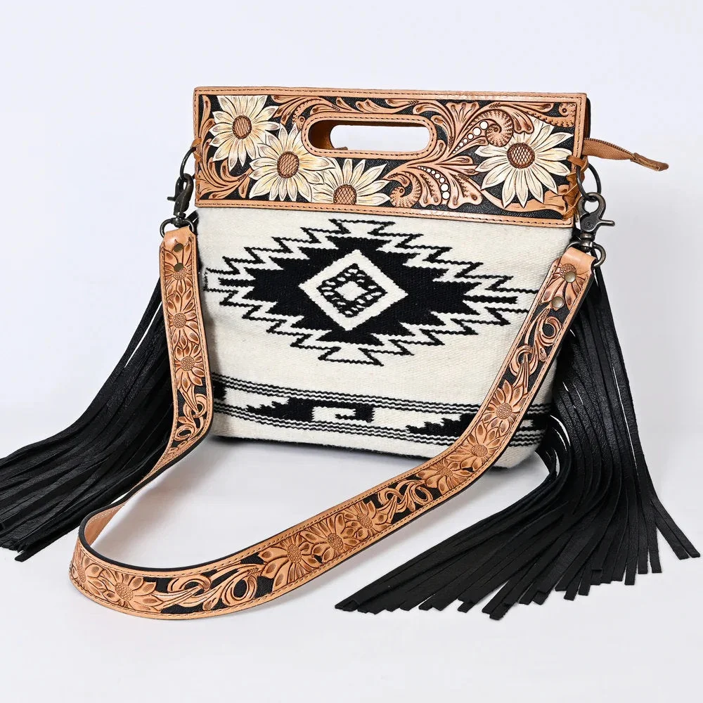 Luxury Branded Quality Saddle Blanket Crossbody Purse With Hand Tooled ...