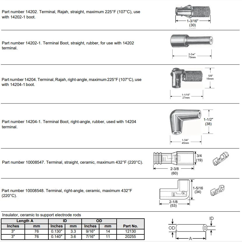 ECLIPSE - 23045 101mm 가스 버너 세라믹 S p a r k 플러그 보일러 점화 전극 TJ 시리즈 적용 ...