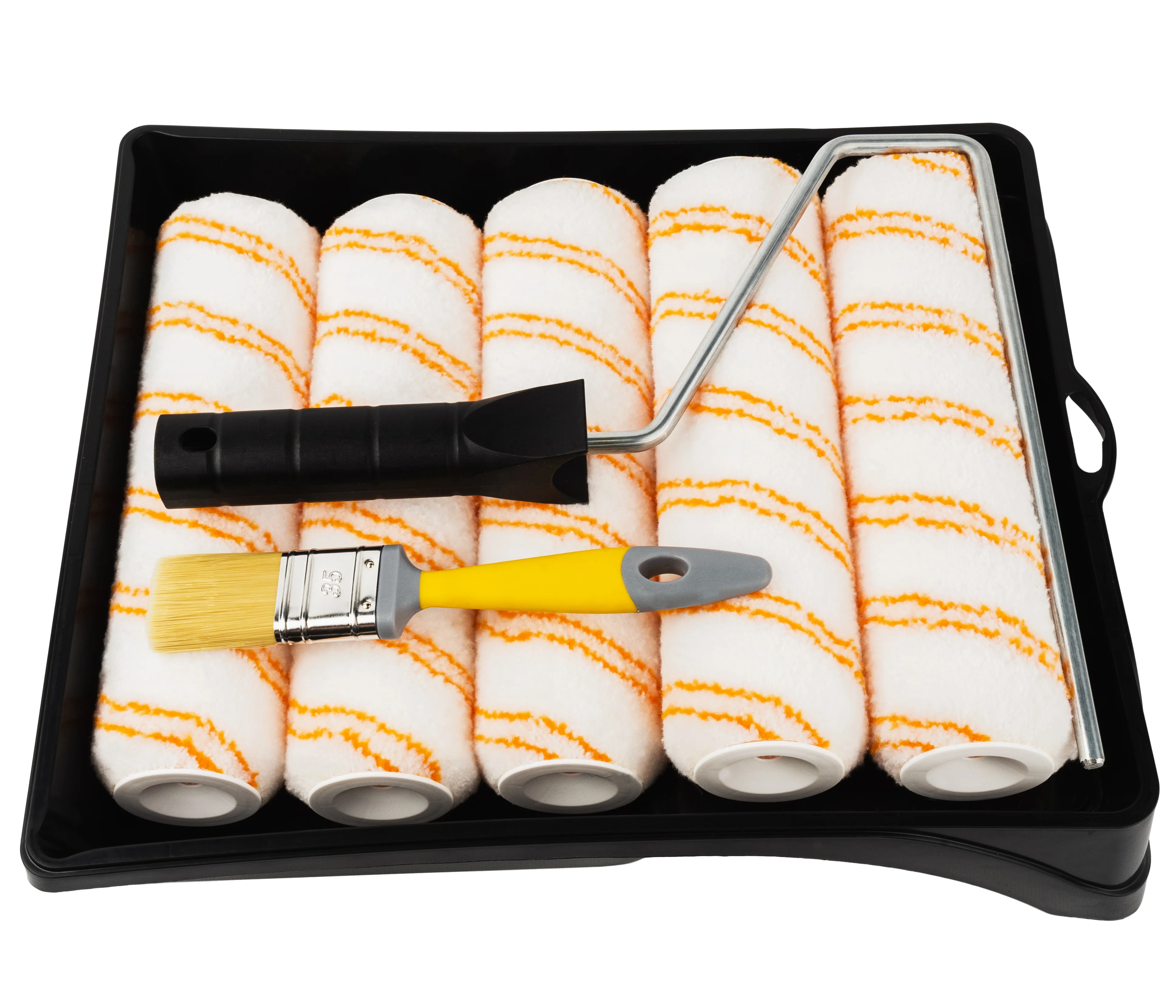 Set Paint Roller 5x Pro Roller 25 Cm + Handle 6/25 + Paint Tray + Paint ...