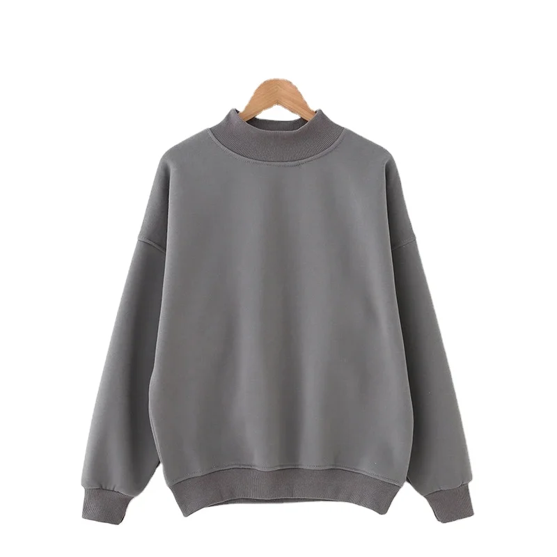 Custom High Collar Fleece And Thickening Mock Neck Sweatshirt Fashion ...