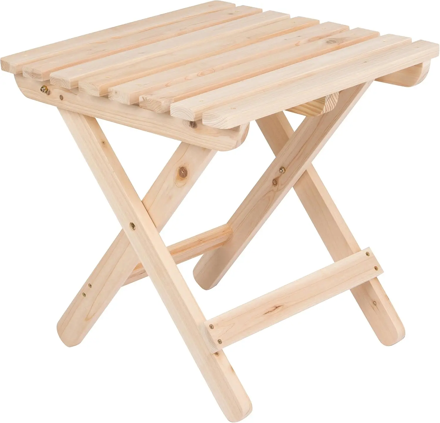 Natural Square Wooden Folding Side Table Solid Wood Outdoor Adirondack ...