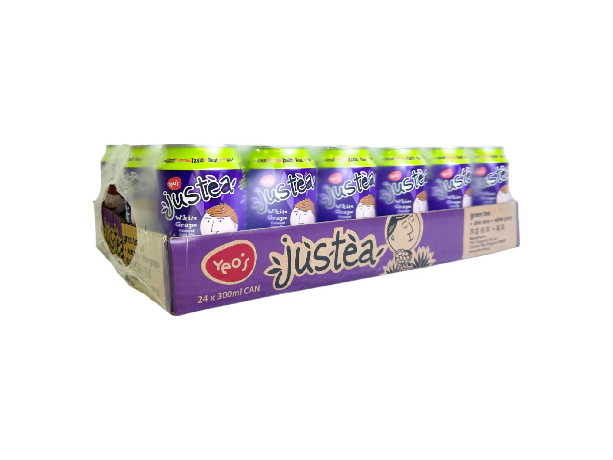 Flavored Carbonated Malaysia Beverages Yeo's Justea White Grape 300ml ...
