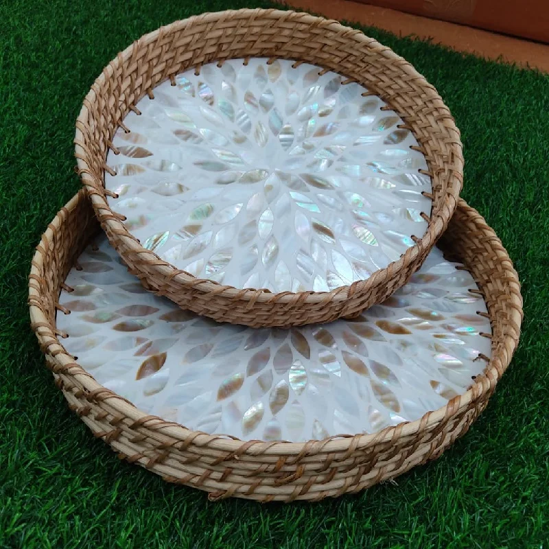 Newest Quality Wood Design Rattan Cane Serving Tray With Shiny ...