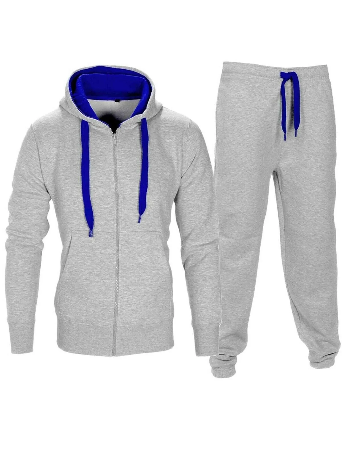 Plain Black Tracksuit Cotton Thick Hoodie Trouser Fleece Tracksuit ...