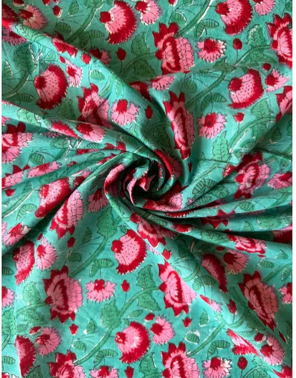 Block Print Fabric,Border Print Indian Cotton Fabric In Soft Cotton,By ...