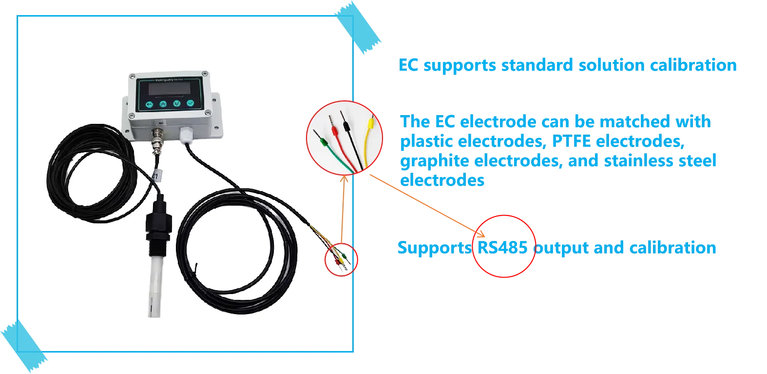 RS485 EC Temperature TDS Salinity 4 in 1 Sensor for Irrigation