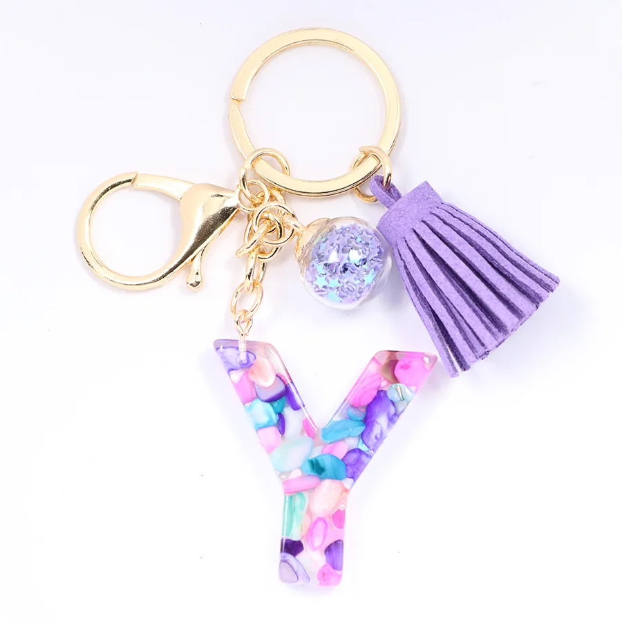 Colorful Resin Letter A-z Keychains Women Men Acrylic A To Z Letter ...