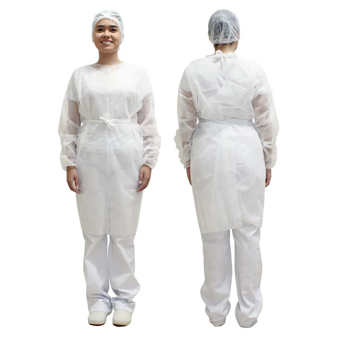 White Polypropylene Disposable Disposable Gown Prevemax White ...