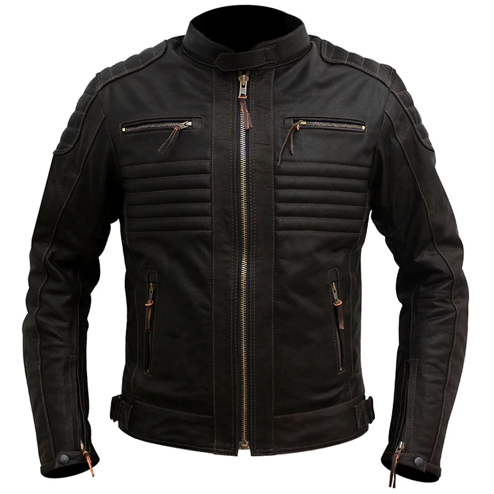 Men's Winter Motorcycle Leather Jacket - Prime Protection