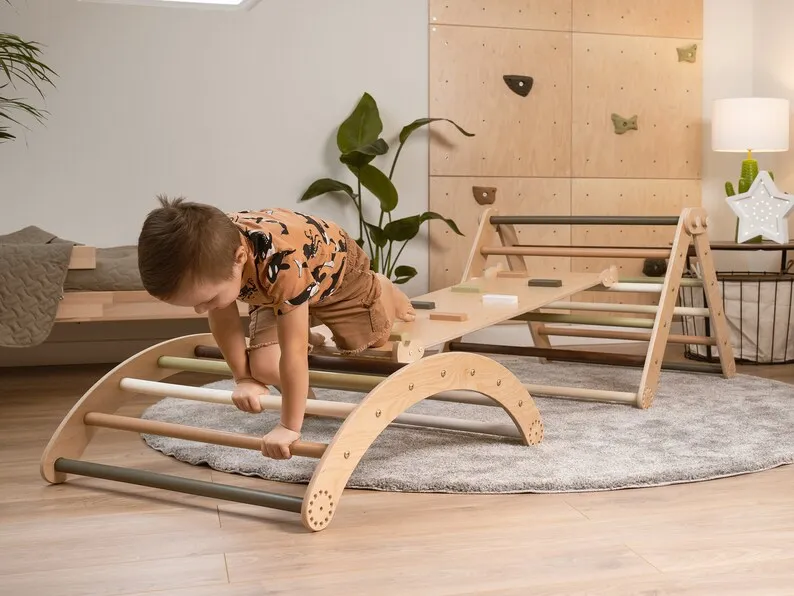 Kindergarten Wooden Toys Montessori Climbing Frame Wooden Piklers ...