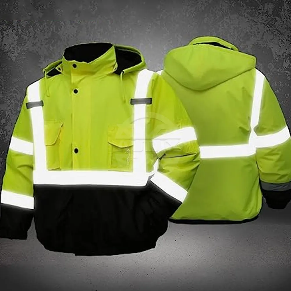 Unique Style Reflective High Visibility Hooded Jacket Hi-vis Bomber ...