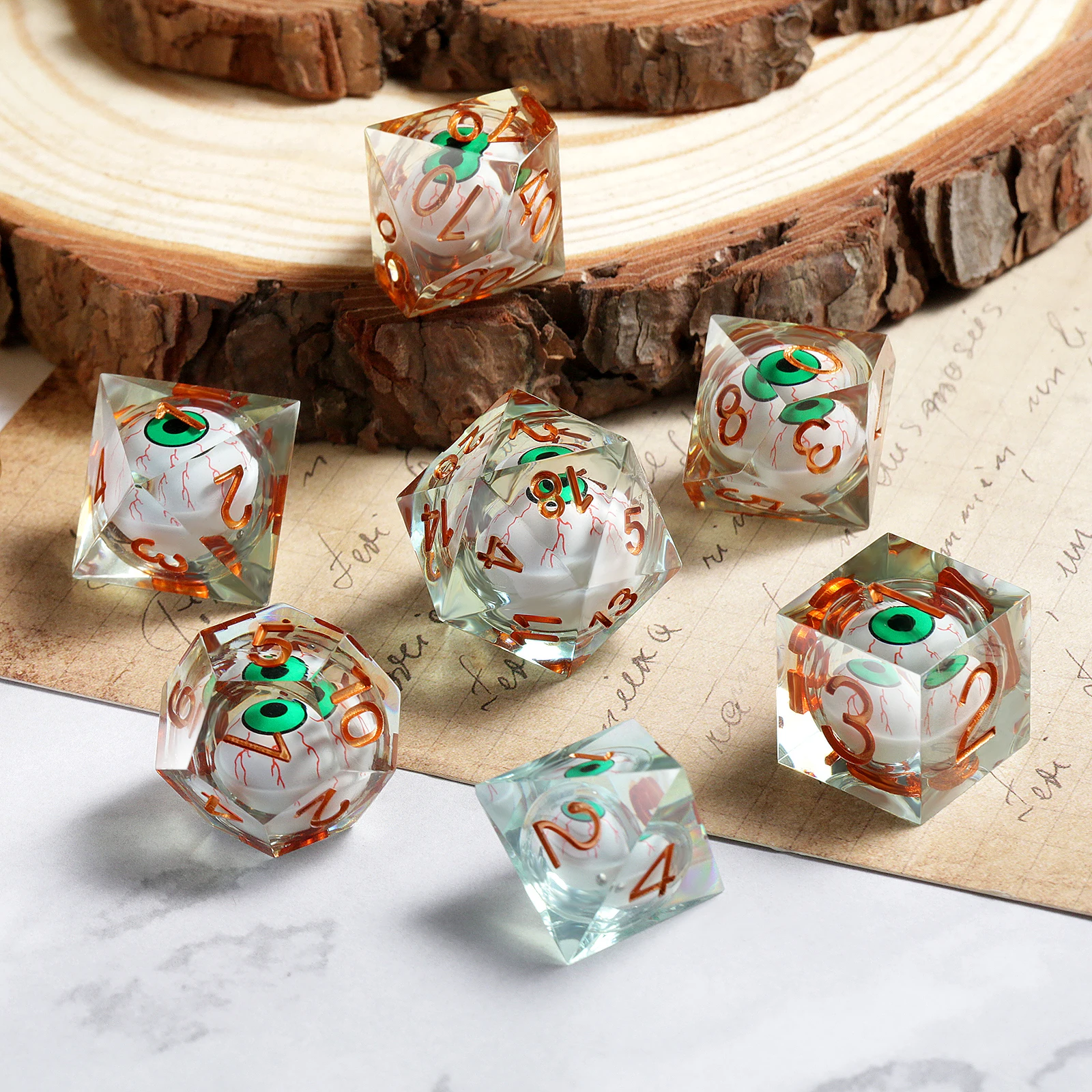 Custom DND Dice Resin Dragon Eye Liquid Core Sharp Edge
