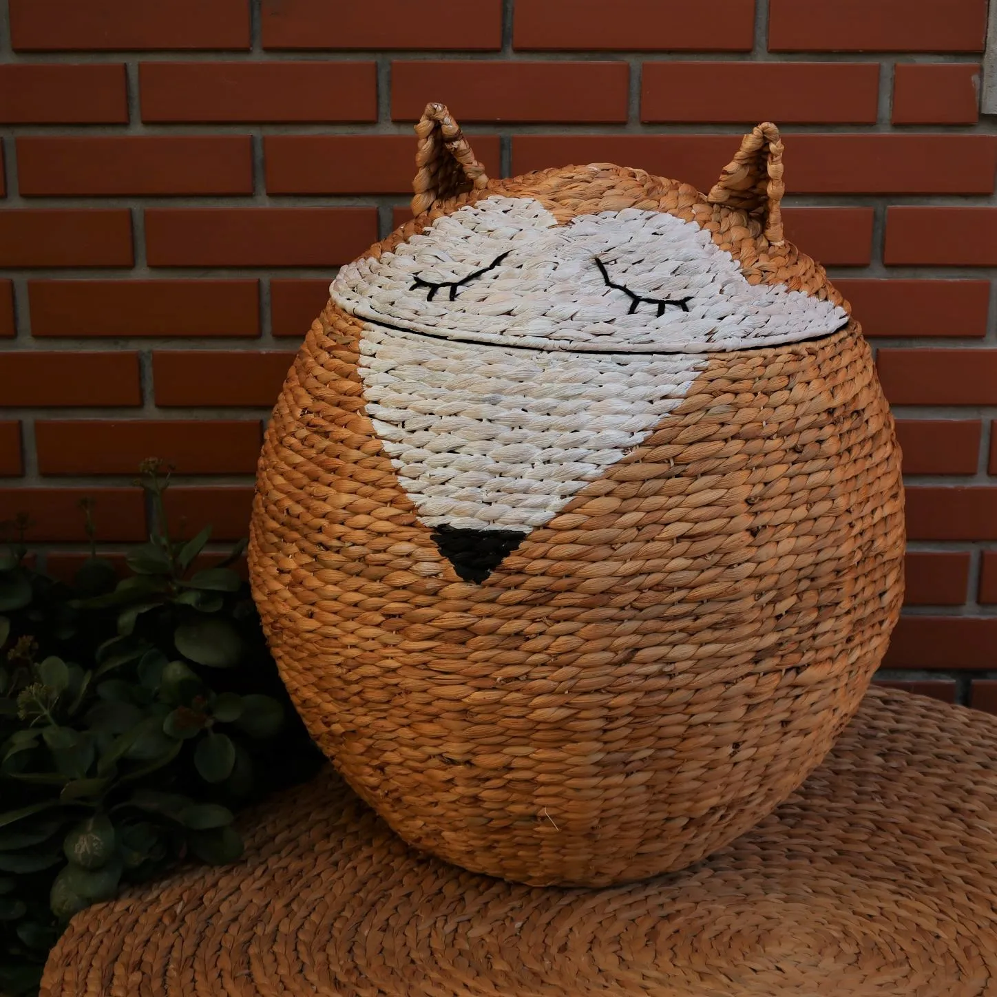 Natural Water Hyacinth Woven Fox Storage Basket,Storage Basket Kid,For ...