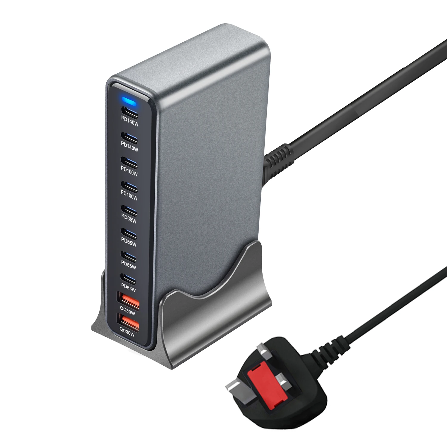 10-multiport 800W USB C Desktop Charger - Fast & Efficient