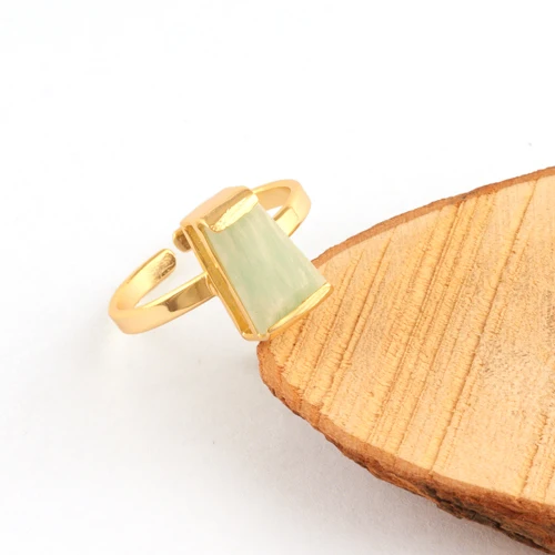 Luxury Engagement Ring baguette Shape Natural Amazonite Gold Plated ...