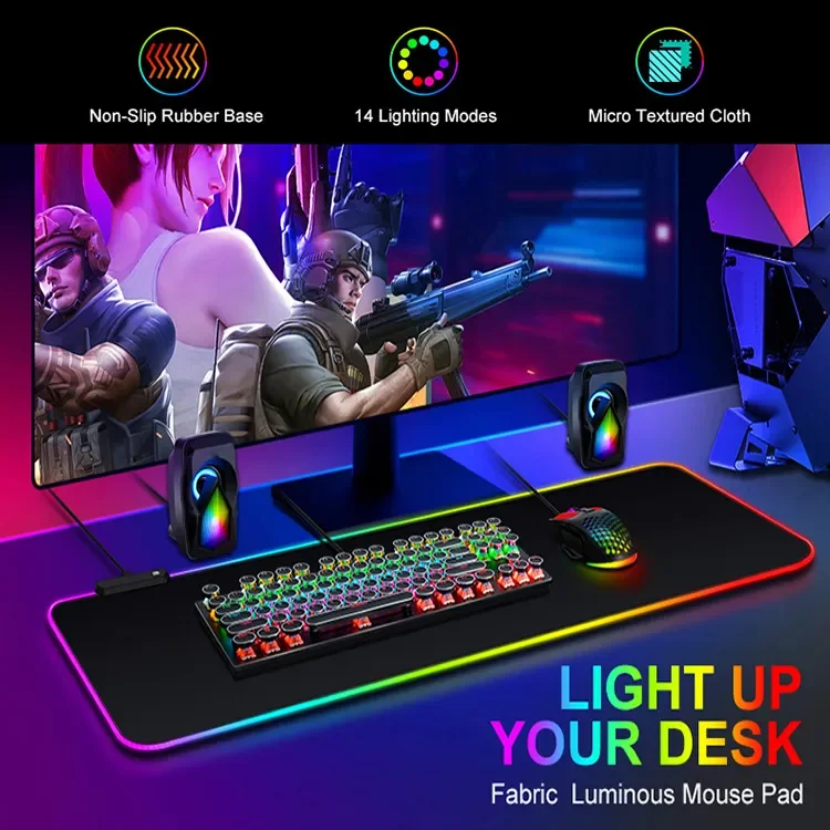 Custom Gaming Mouse Mats - RGB LED Lighting & Anti-slip